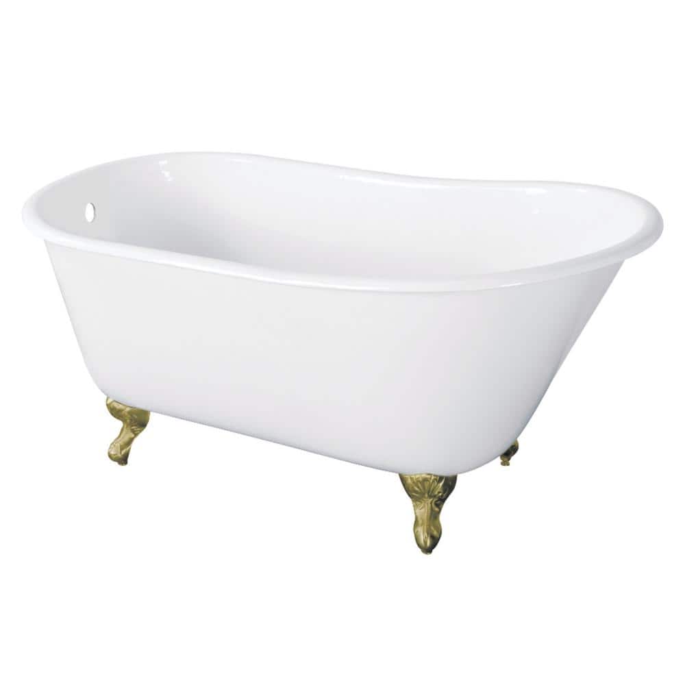 Kingston Brass Onamia 57 in. x 28 in. Cast Iron Clawfoot Soaking ...