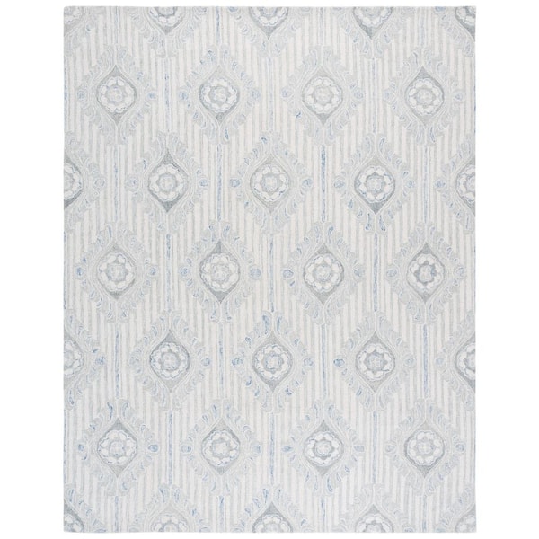 SAFAVIEH Pine 8 ft. x 10 ft. Light Gray/Blue Geometric Diamonds Area ...