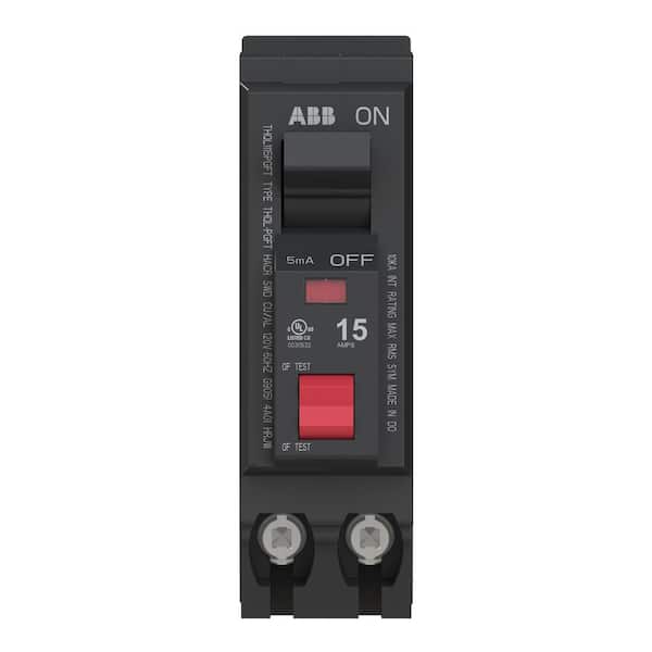 ABB 15 Amp Single Pole Ground Fault Plug-On Neutral Circuit Breaker ...