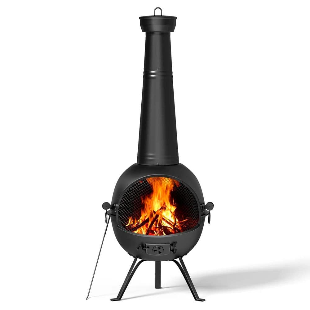 KingChii Chiminea Outdoor Fireplace-Wooden Fire Pit for Patio and ...