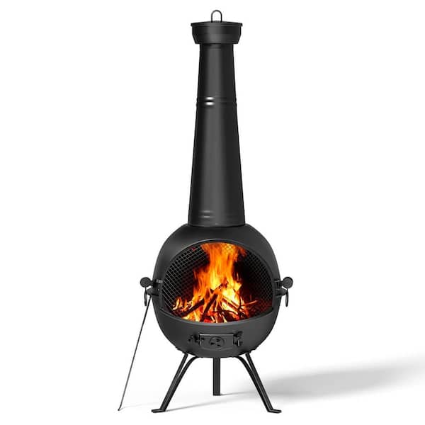 KingChii Chiminea Outdoor Fireplace-Wooden Fire Pit for Patio and ...
