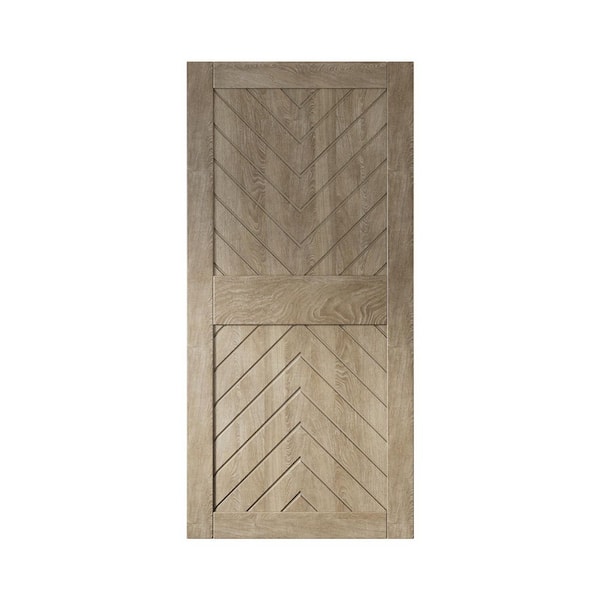 HOMACER JT4 36 in. x 84 in. C-Panel Solid Core Classic Gray Fishbone ...