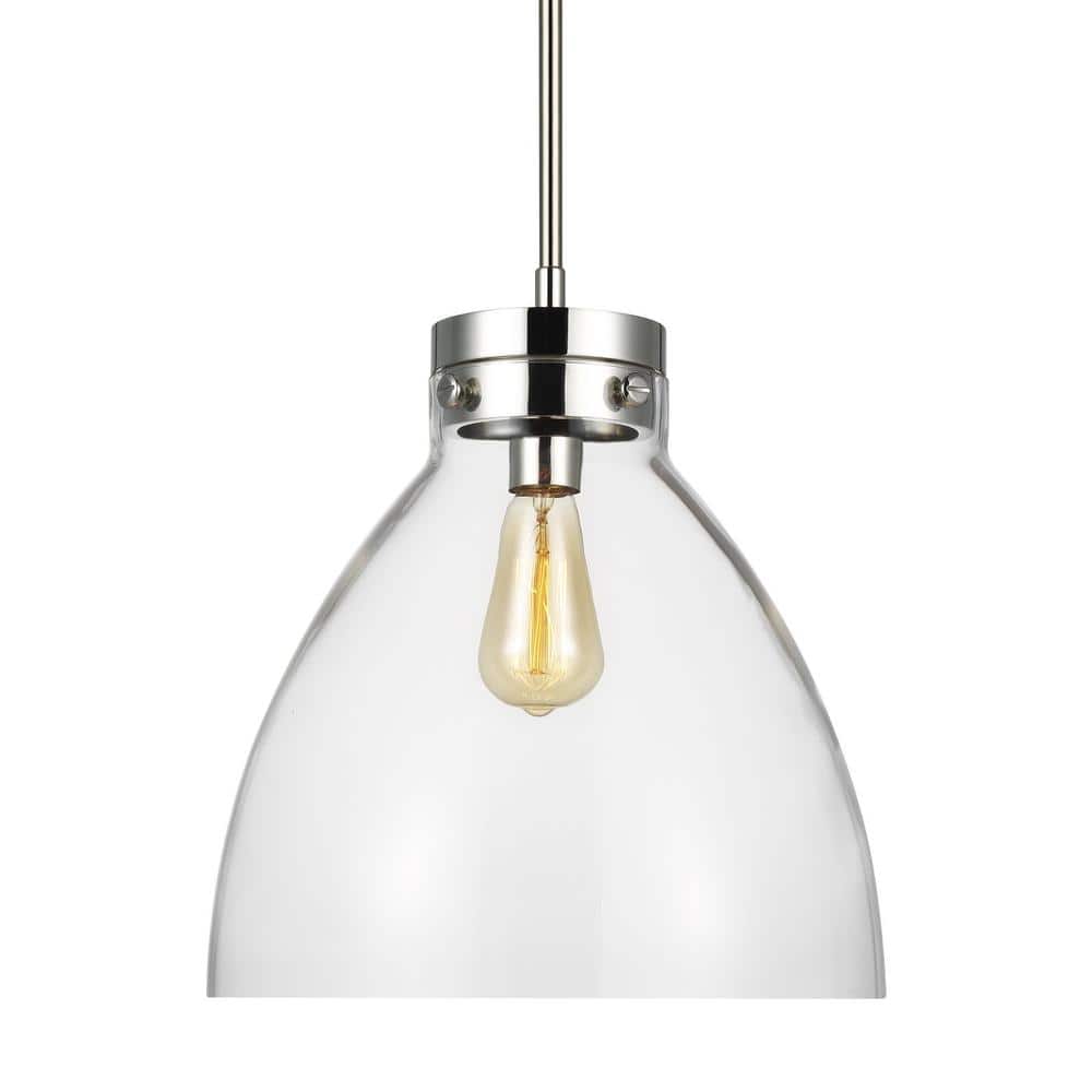 Generation Lighting Garrett Wide 1-Light Polished Nickel Modern ...