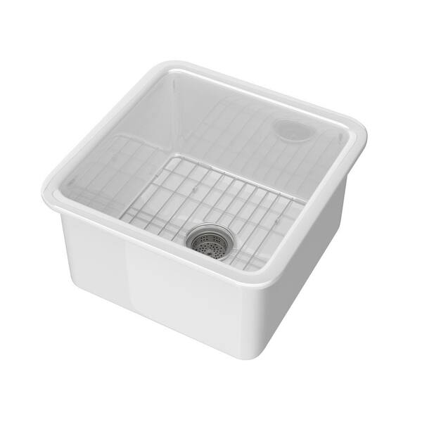 NTQ 18 in. Undermount Bar Sink Drop-in White Small Kitchen Sink Single ...