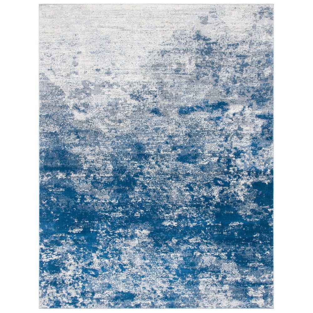 SAFAVIEH Brentwood Gray/Navy 10 ft. x 13 ft. Abstract Area Rug BNT822G ...
