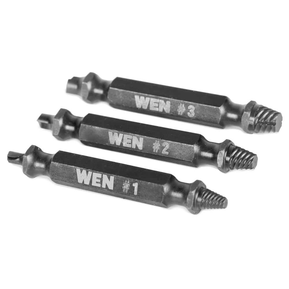 WEN Screw Extractor Kit, Impact-Rated (3-Piece) Drill Bit Set with ...