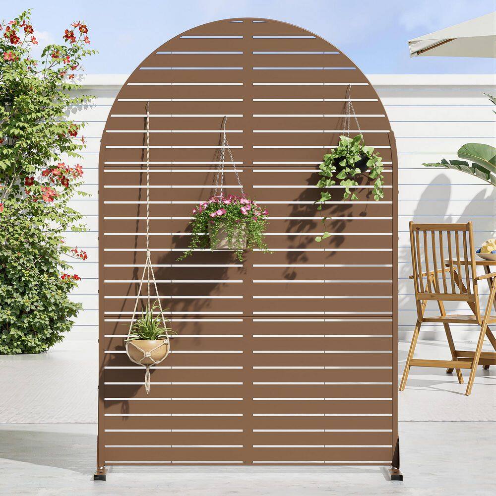 Dovelina 47 in. x 72 in. Brown Textured Metal Garden Screens Outdoor ...
