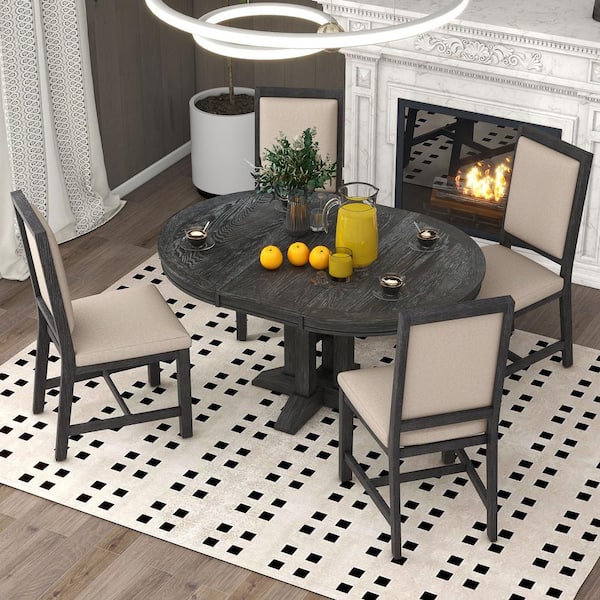 Black round dining room set store