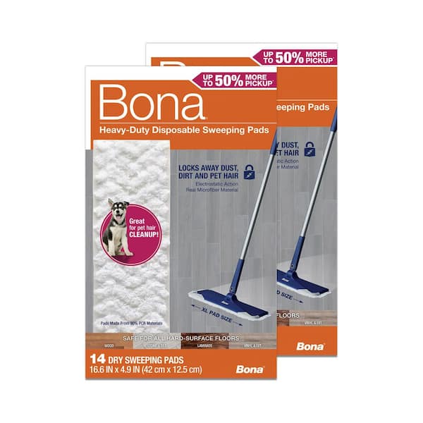 Bona 16.6 in. Heavy-Duty Disposable Dry Sweeping Refill Pads Unscented ...