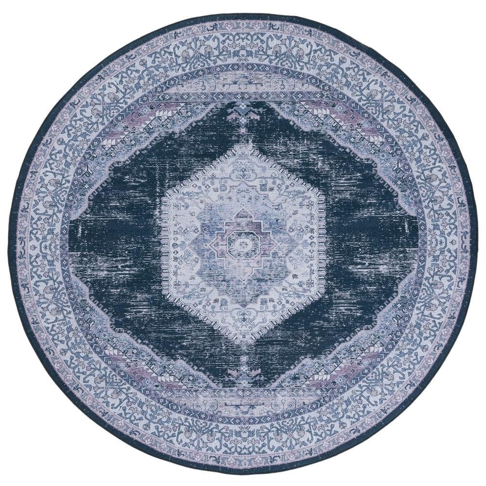 SAFAVIEH Tucson Black/Beige 6 ft. x 6 ft. Machine Washable Distressed ...