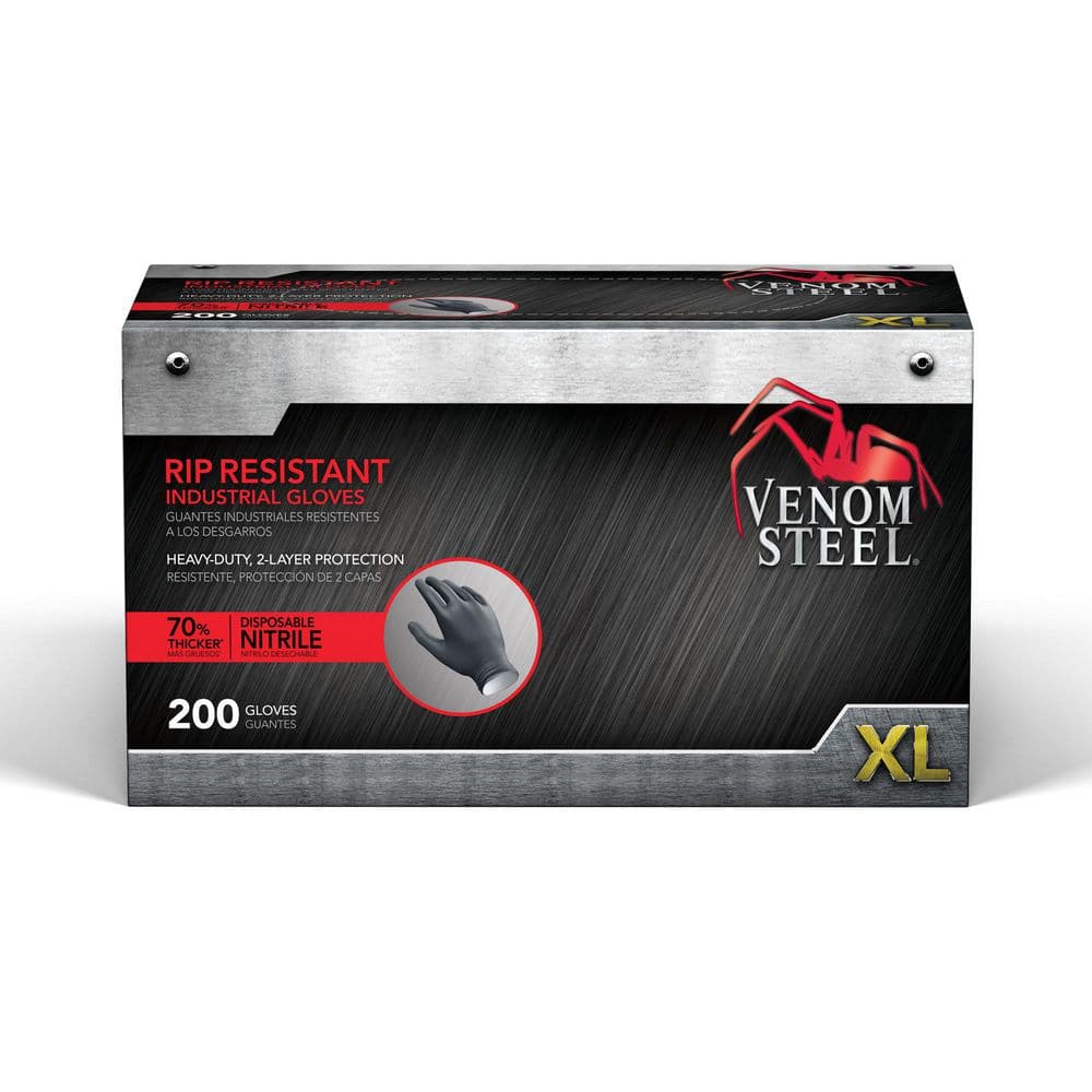 Venom Steel 200-Count Black Powder-Free Nitrile Gloves VEN6244 - The ...