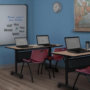Regency Kobe 60 in x 30 in. Noble Oak Flip-Top Training Nesting Table ...