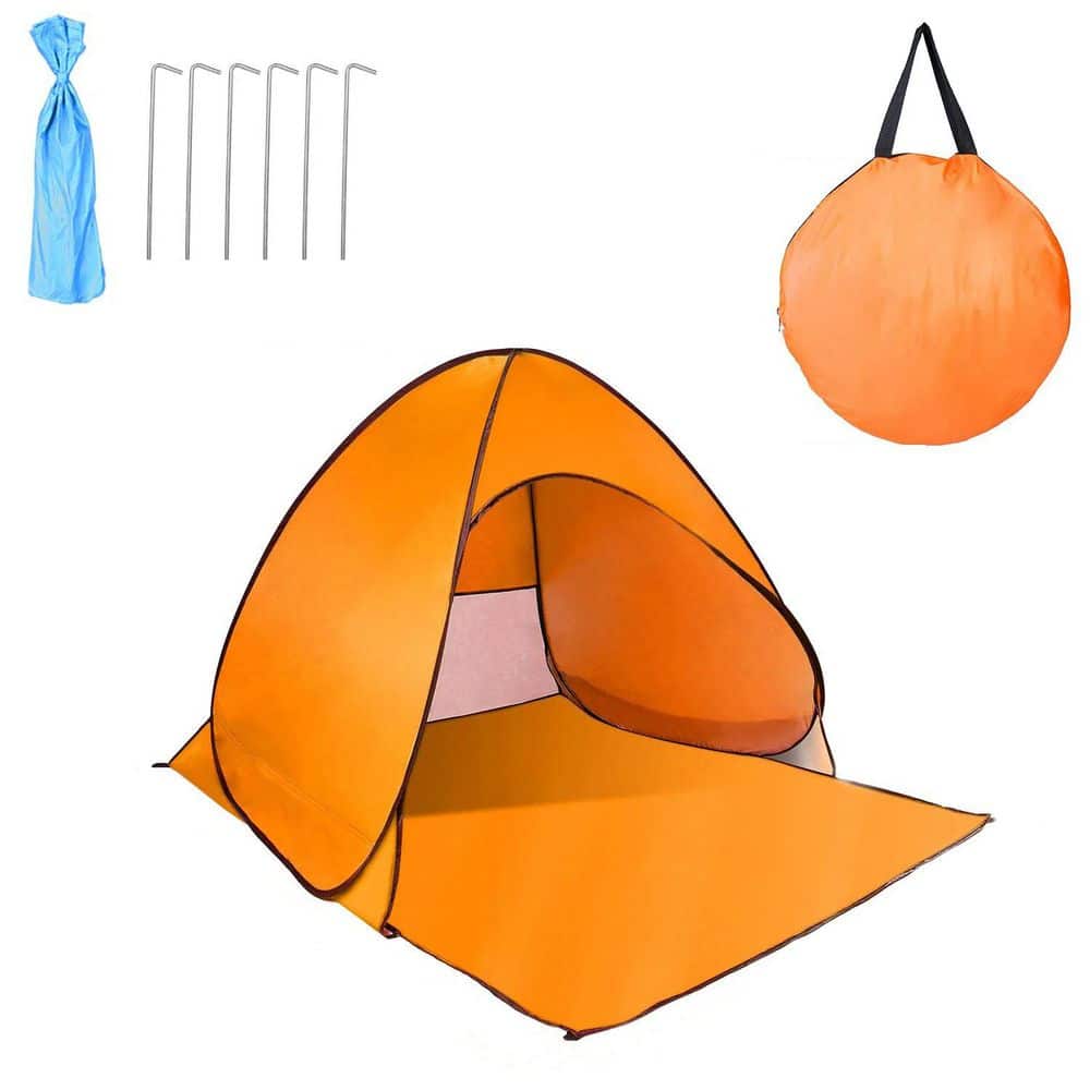 spca 5 ft. x 4 ft. Orange Pop Up Beach Tent Sun Shelter Canopy Anti-UV ...