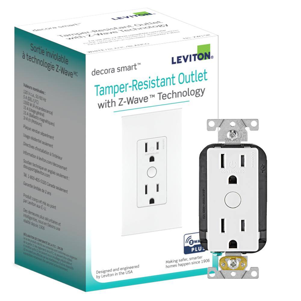 Leviton Decora Smart Tamper-Resistant Duplex Outlet with Z-Wave ...