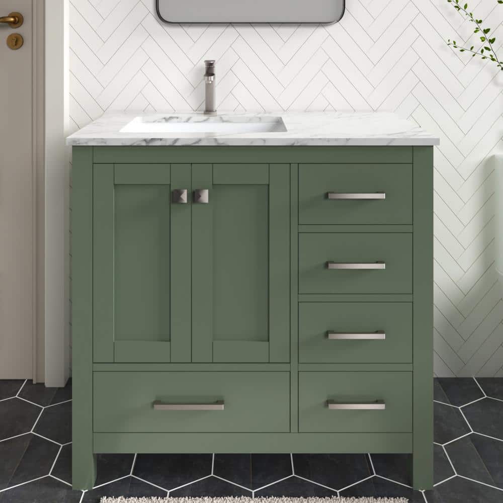 HOMEVY STUDIO Anneliese 36 in. W x 21 in. D x 35 in. H Single Sink ...