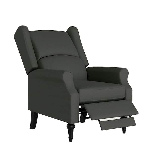 ProLounger Charcoal Gray Linen-like Fabric Wingback Pushback Recliner ...