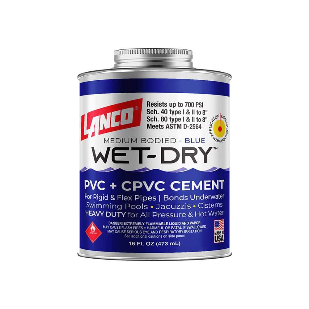 Lanco 16 oz. Wet-Dry Blue PVC Cement SM248-6 - The Home Depot
