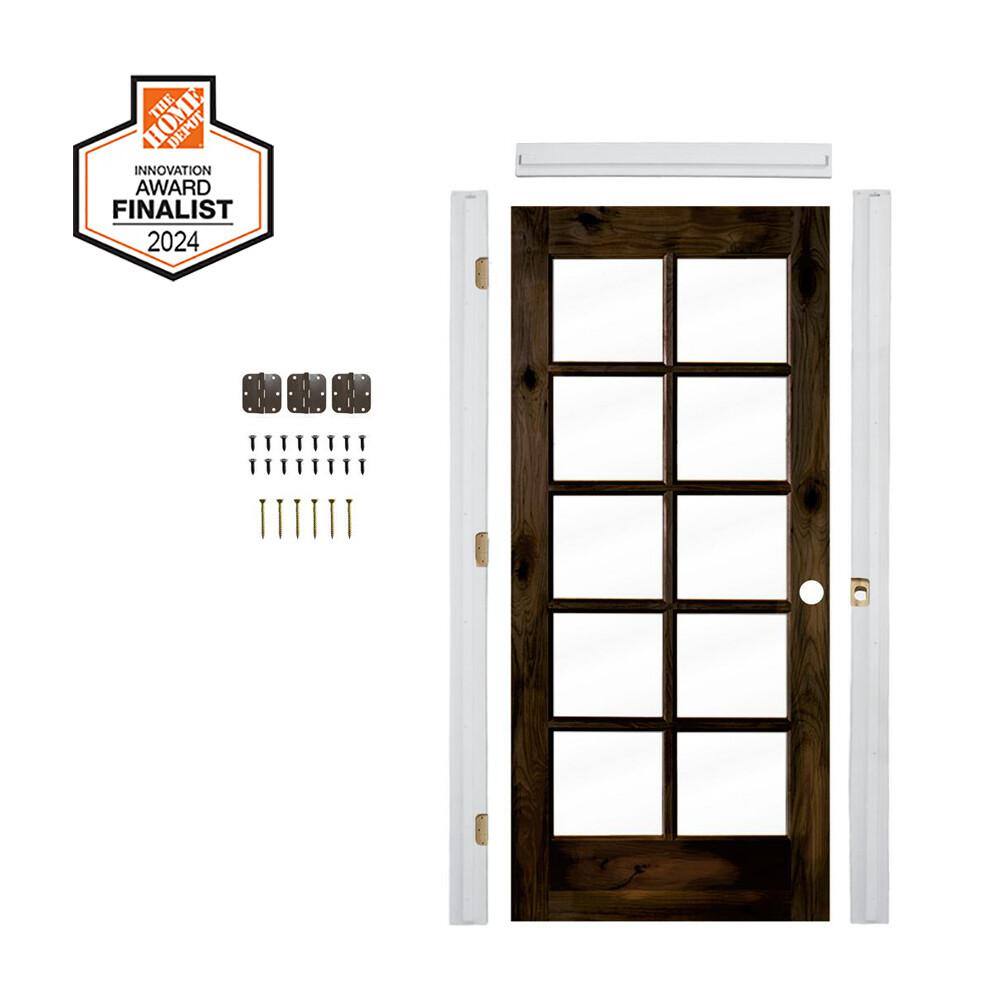 Krosswood Doors DIY 24in.x80in. Left-Handed 10-Lite Clear Glass Black ...