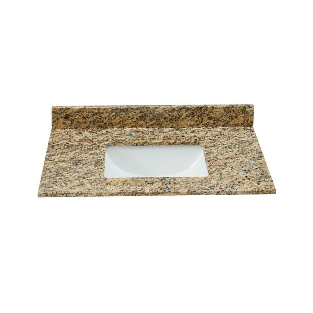 Tile and Top Tile and Top 37 in. W x 22 in. D Granite White Rectangular ...
