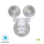 Defiant 1100 Lumen 180-Degree Integrated LED Two-Head White Outdoor ...