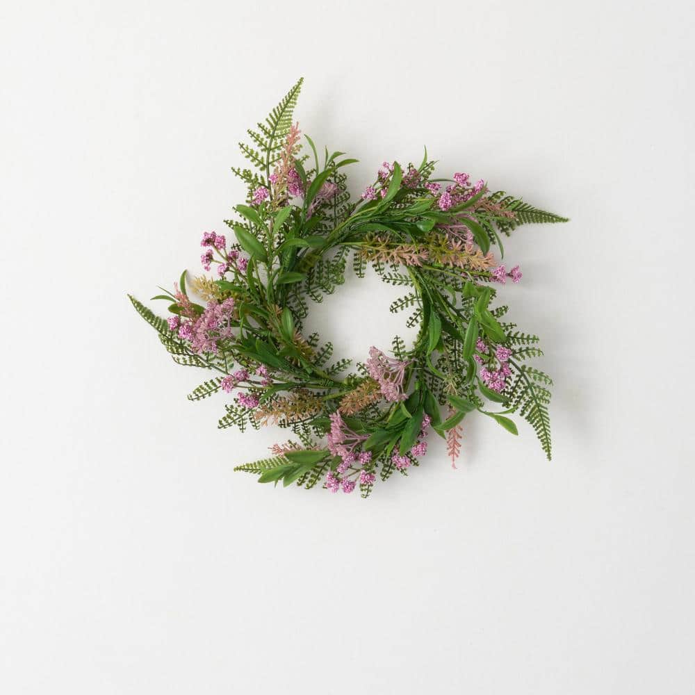 SULLIVANS 14 in. Artificial Leafy Blush Berry Mini Wreath, Green LFB4 ...