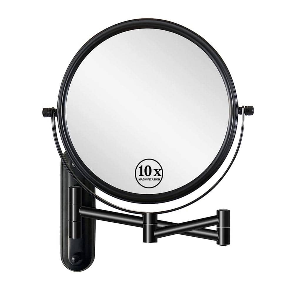 FUNKOL 8 in. Small Round 2-Sided 1x/10x Magnifying 360°Swivel Wall ...