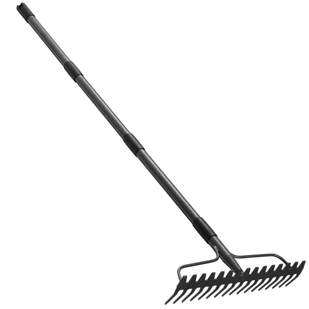 49 in. Handle Metal Bow Rake, 17-Tine Heavy Duty Landscaping Rake for ...