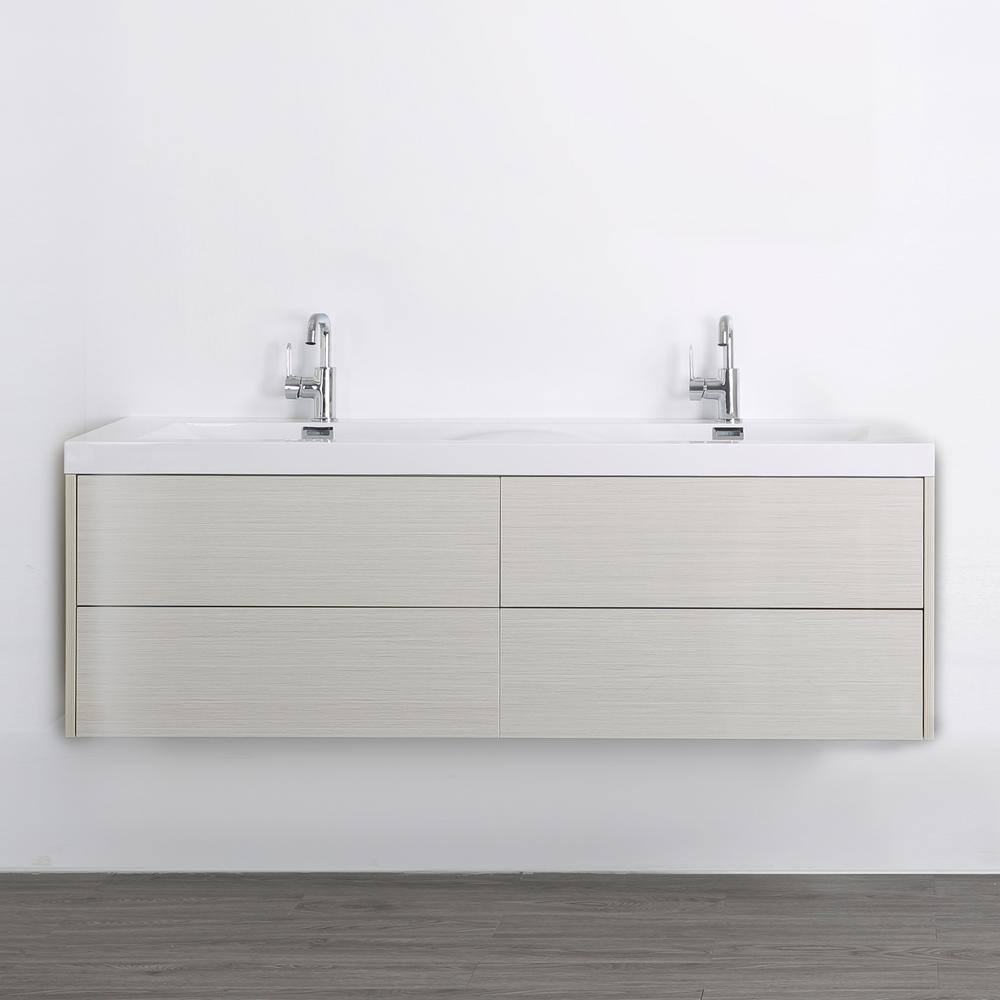 Streamline 63 in. W x 19.4 in. H Bath Vanity in Gray with Resin Vanity ...