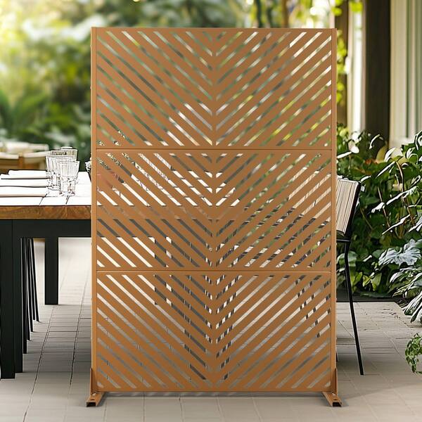 TUYOHW Brown 47 in. W x 71 in. H Rectangular Metal All-Season ...