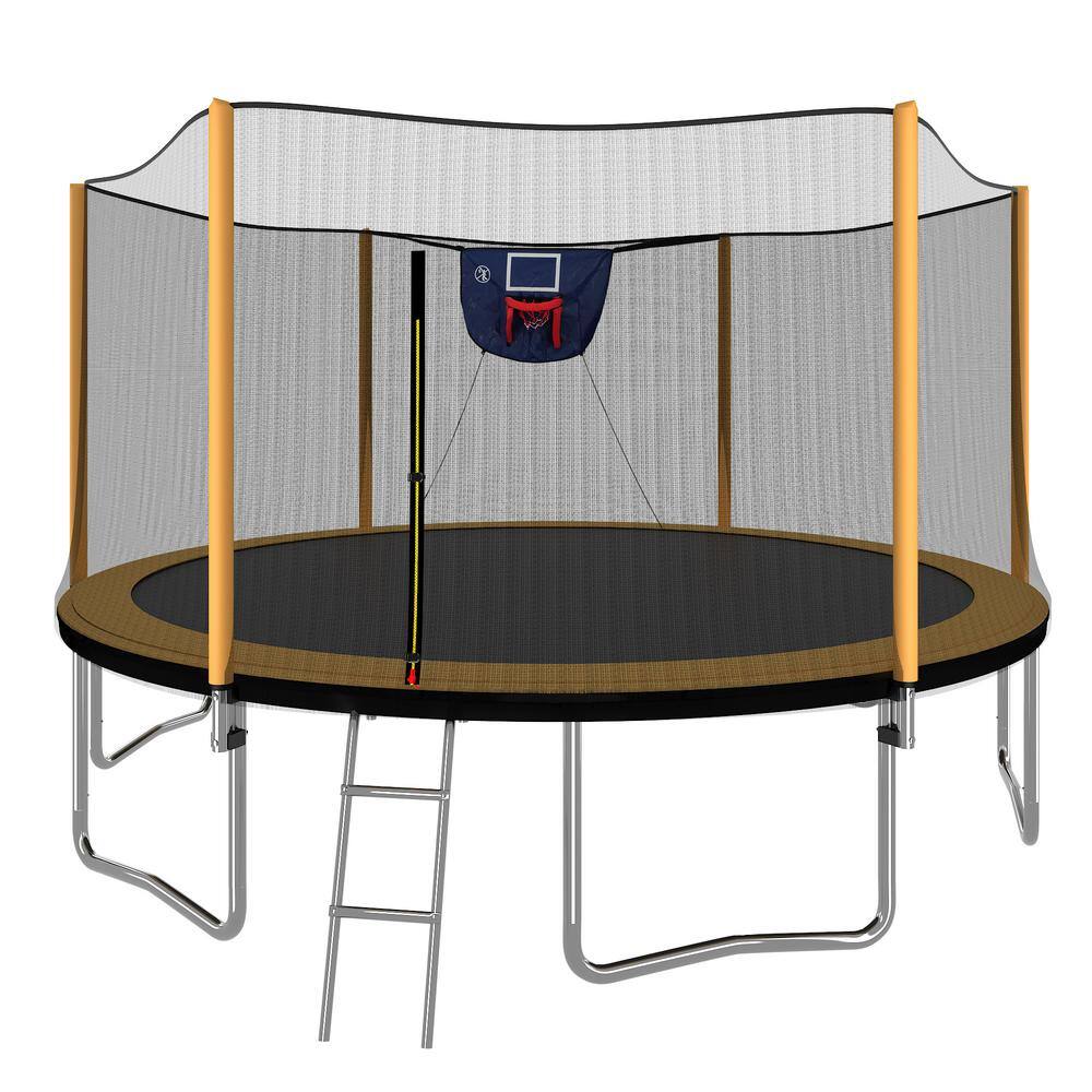 Huluwat 14 ft. Powder-coated Advanced Trampoline with Basketball Hoop ...
