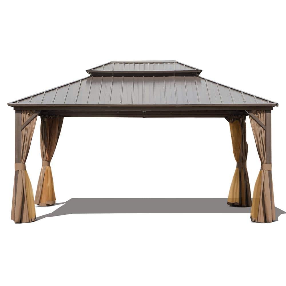 Gardenbee 12 ft. x 16 ft. Aluminum Outdoor Gazebo with Double ...