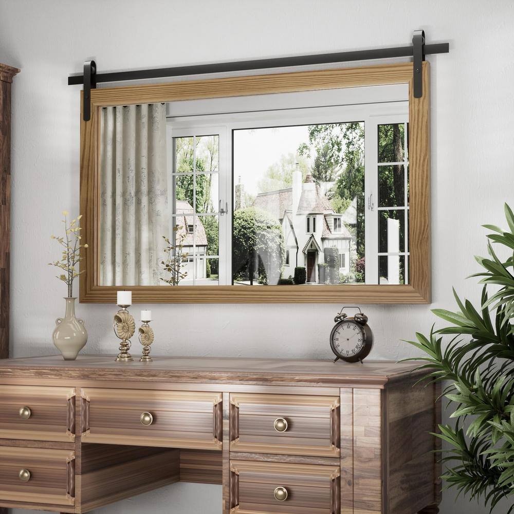 CLAVIE 40 in. W x 26 in. H Medium Rectangular Mirror Wood Framed Wall ...