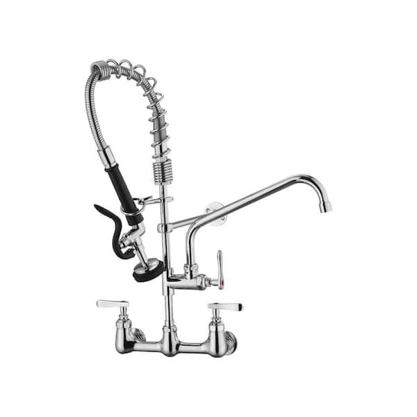 Lukvuzo 25 in. Commercial Triple Handle Wall Mount Pull Down Sprayer ...