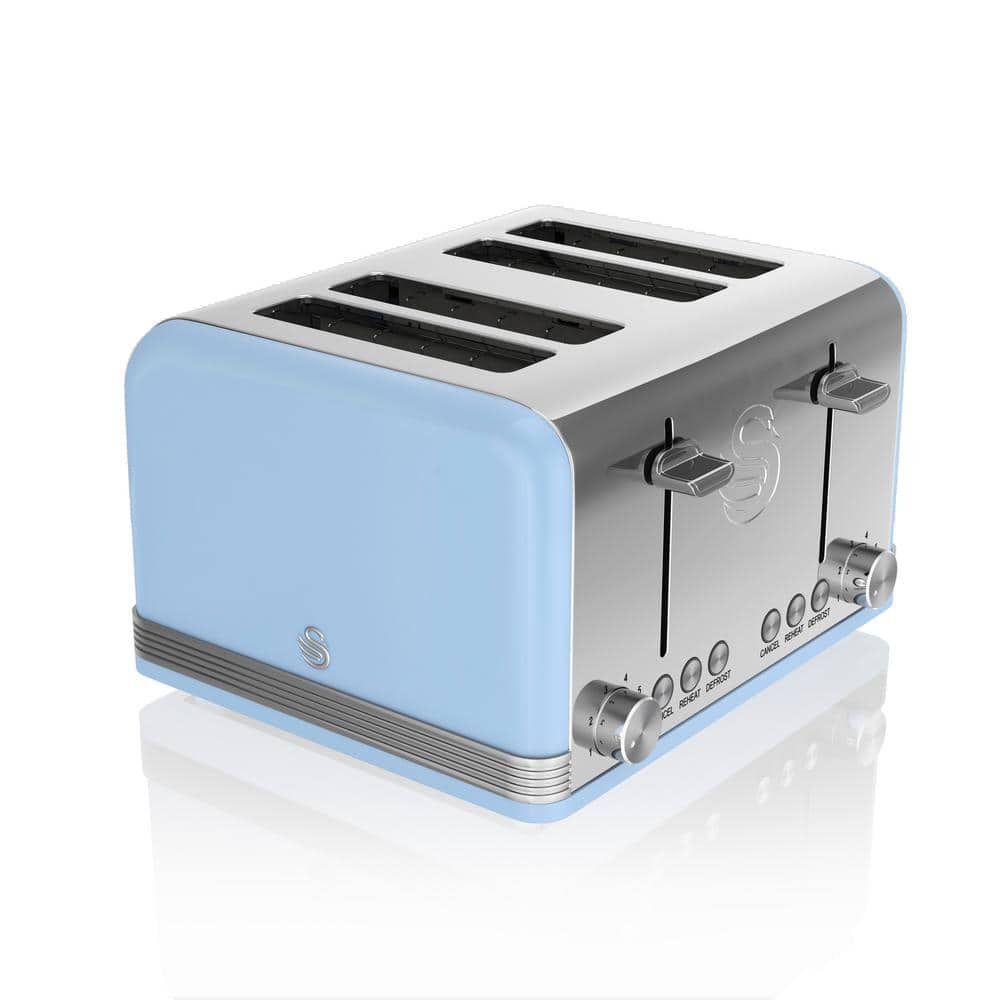 Swan Retro 4-Slice Blue Toaster 124925 - The Home Depot