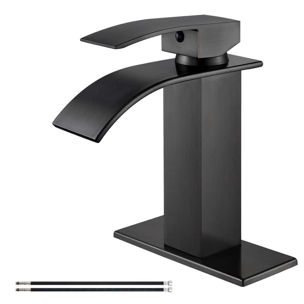 Single Handle Single Hole Bathroom Faucet with Large Rectangular Spout ...