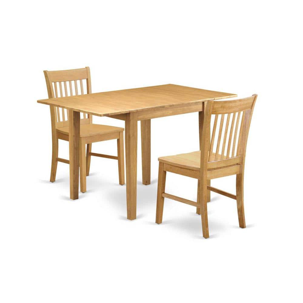 East West Furniture 3-Piece Natural Brown Oak Finish Solid Wood Top ...