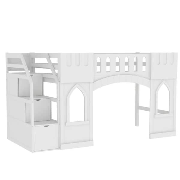 Castle Loft Bed With Storage Stair Storage Custom FULL Playhouse Loft