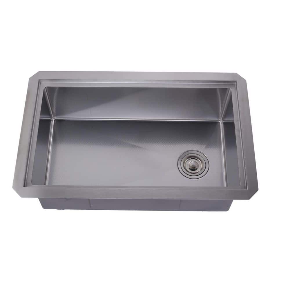 IVIGA 30 in. Undermount Single Bowl 18-Gauge Brushed Nickel Stainless ...