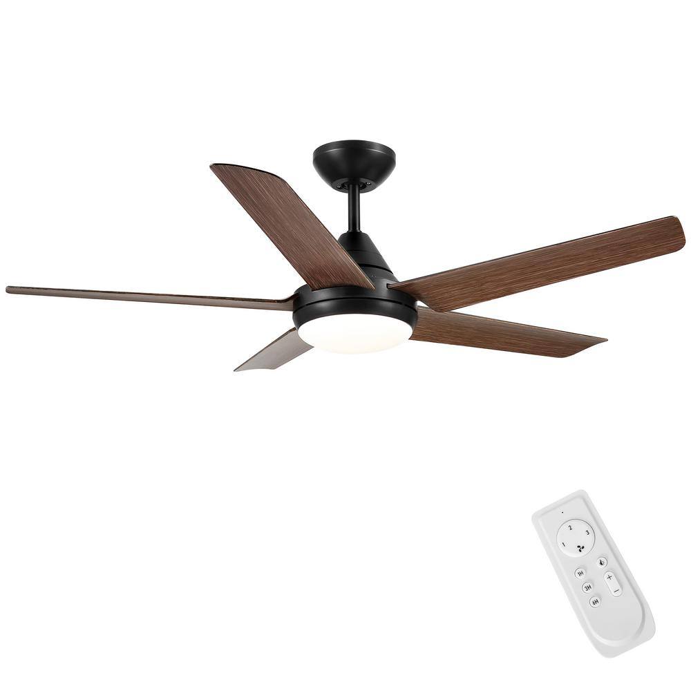 YUHAO 48 in. Integrated LED Indoor/Outdoor Light Black Ceiling Fan with ...