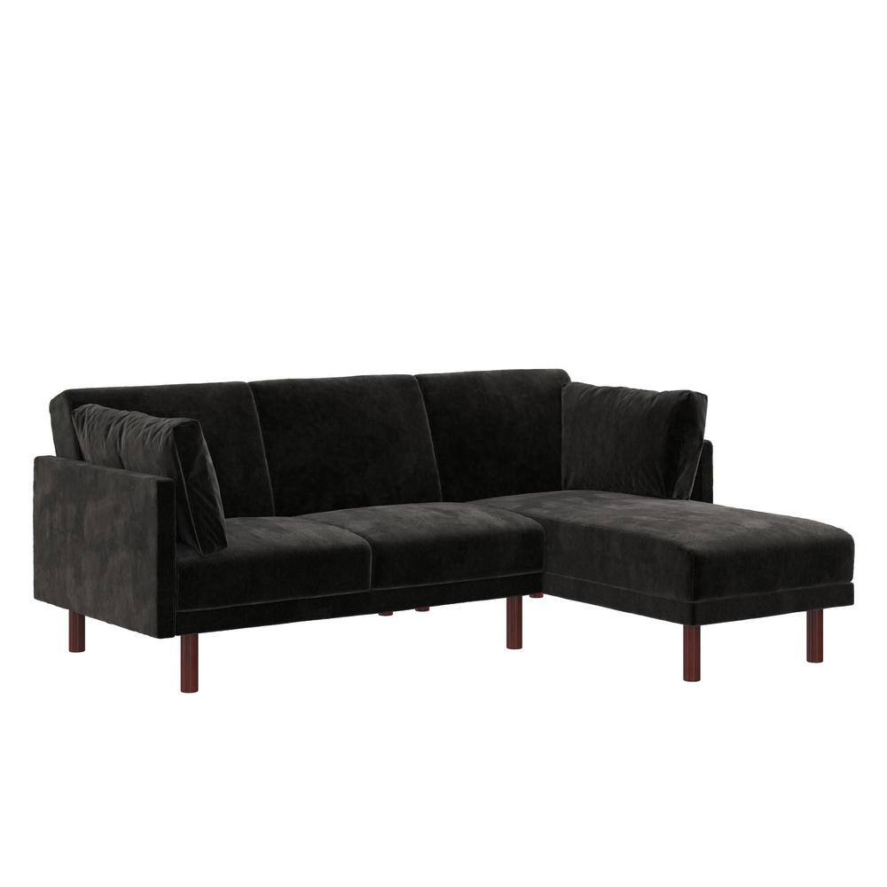 DHP Gracy Coil Black Velvet Sectional Futon-DE46914 - The Home Depot