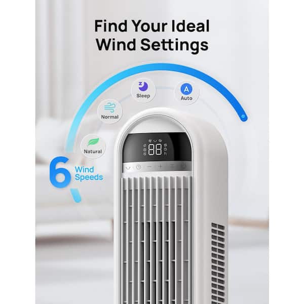 DREO 42 in. Smart Tower Fan with Remote, 6-Speed, 12 H Timer and 90 ...