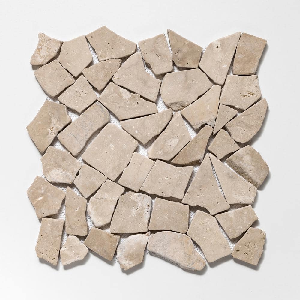 CRUZ BAY STUDIO Fit Tile Tan 11 in. x 11 in. x 9.5 mm Indonesian Marble ...