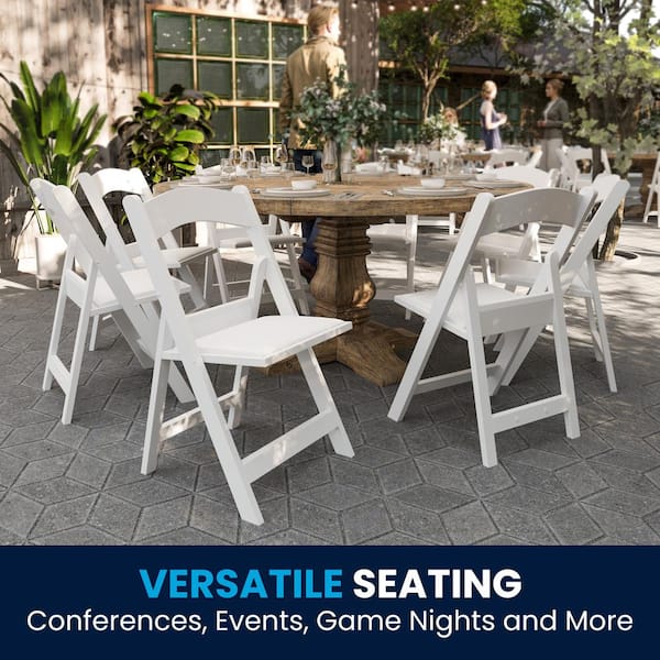 Carnegy Avenue White Vinyl Seat with Resin Frame Folding Chair Set of 2 CGA LE 274393 WH HD The Home Depot