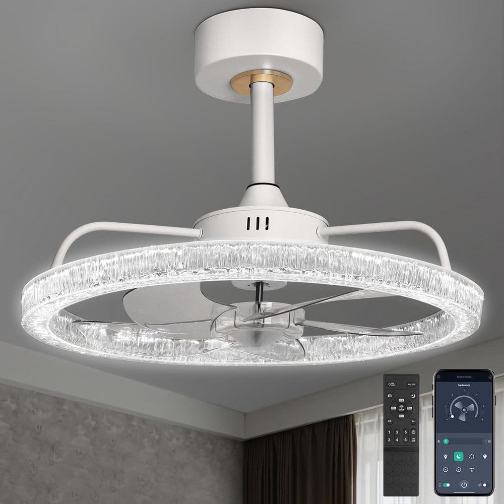 Reviews for Ltemziiy 20 in. Indoor Smart White Ceiling Fan with Lights ...