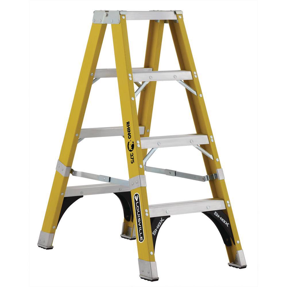 Louisville Ladder 4 ft. Fiberglass Twin Step Ladder with 375 lbs. Load ...