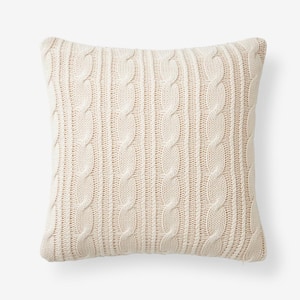 The Company Store Chunky Cable Knit Rose 20 in. x 20 in. Throw Pillow ...