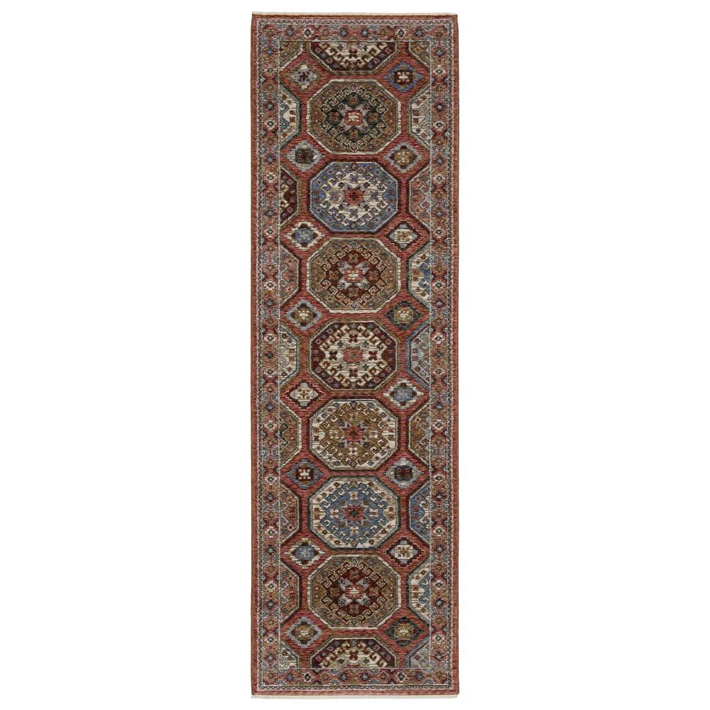 AVERLEY HOME Hunter Pink/Multi-Colored 2 ft. x 8 ft. Persian Geometric ...