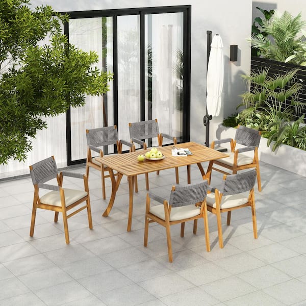 CHRISTOPHER KNIGHT HOME Holomn Rustic 7-Piece Patio Teak Finish Solid ...