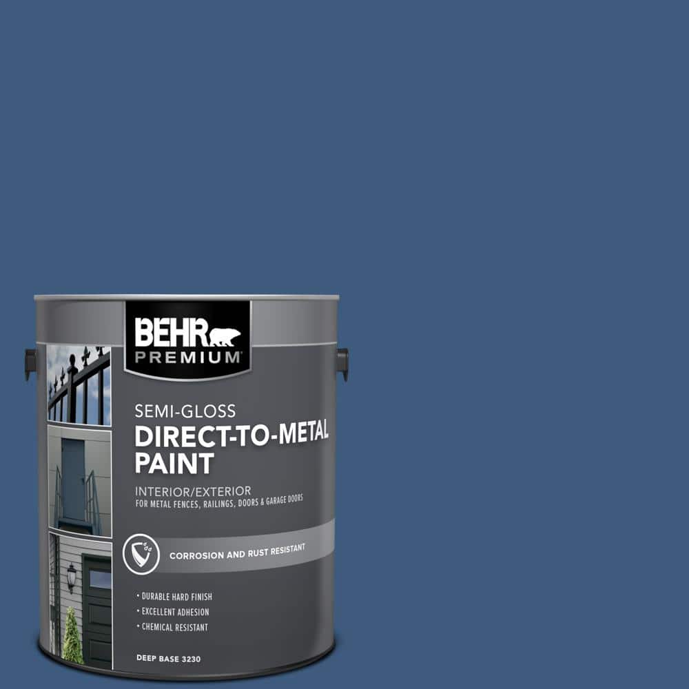 BEHR PREMIUM 1 gal. #M520-7 Admiral Blue Semi-Gloss Direct to Metal ...