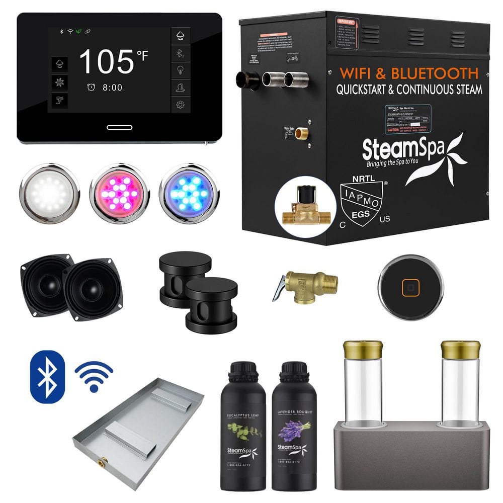 SteamSpa Black Series 10.5kW Steam Bath Generator with Continuous Steam ...